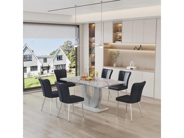 Click here for Sumdeal Modern Marble Dining Table Set for 6  7 Pi... prices