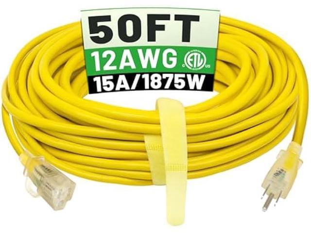 Click here for POWGRN 50 ft 12/3 Outdoor Extension Cord Waterproo... prices