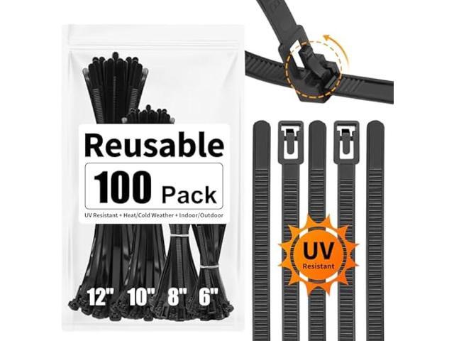 Click here for SOOOEC 100 Pack Reusable Zip Ties Assorted Sizes 6... prices