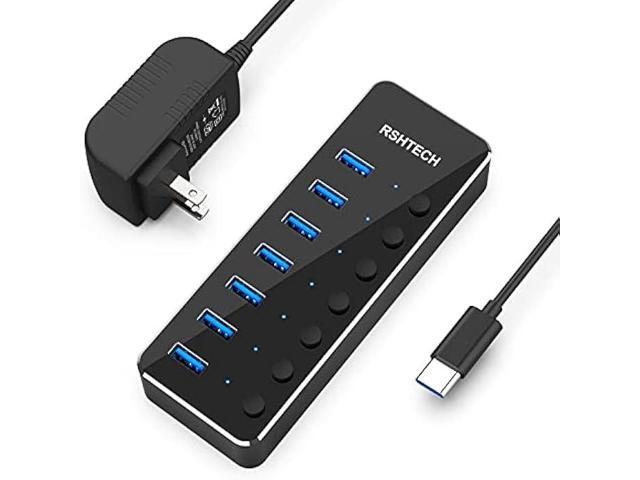 Click here for Powered USB Hub RSHTECH Type C to 7 Port USB 3.0 D... prices