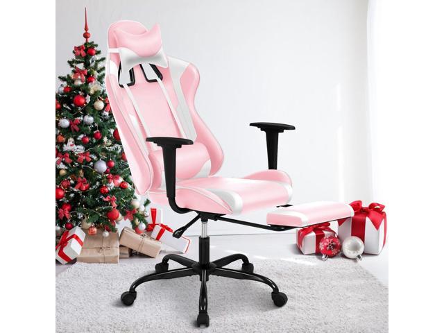 Click here for Pink Gaming Chair with Footrest  PU Leather Gaming... prices