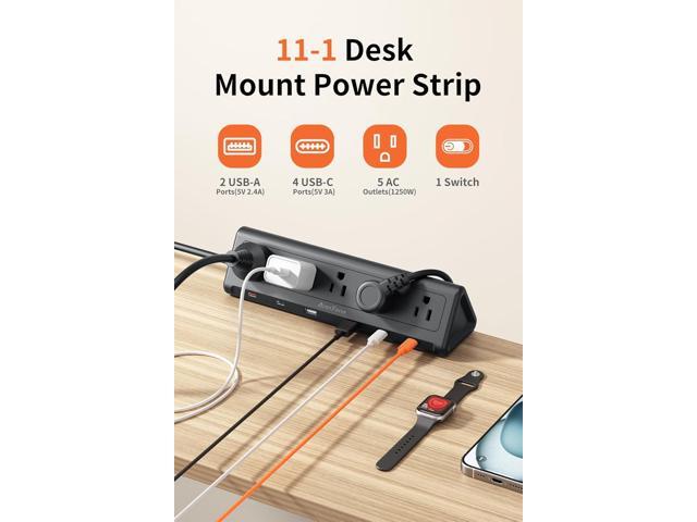Click here for 6.5 FT Desk Clamp Power Strip with 5 AC Outlets &... prices