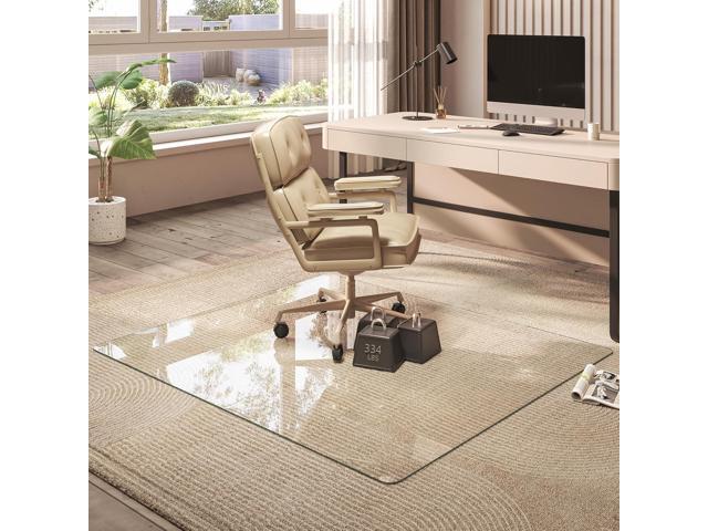 Click here for Tempered Glass 50 x 44 Round Corner Glass Chair Ma... prices