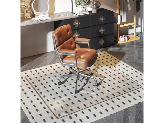 Click here for Tempered Glass 55 x 48 Round Corner Glass Chair Ma... prices