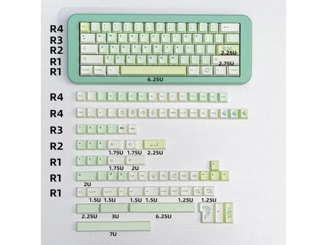 Click here for PBT Keycaps 143 GinkgoTheme DyeSublimation Green K... prices