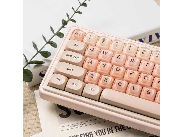 Click here for 132 Keys PBT Dye Sub Pink Jelly Keycaps MOA Profil... prices