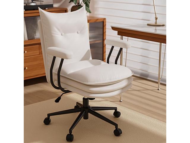 Click here for White Leather Office Chair with Wheels  Triple-Lay... prices