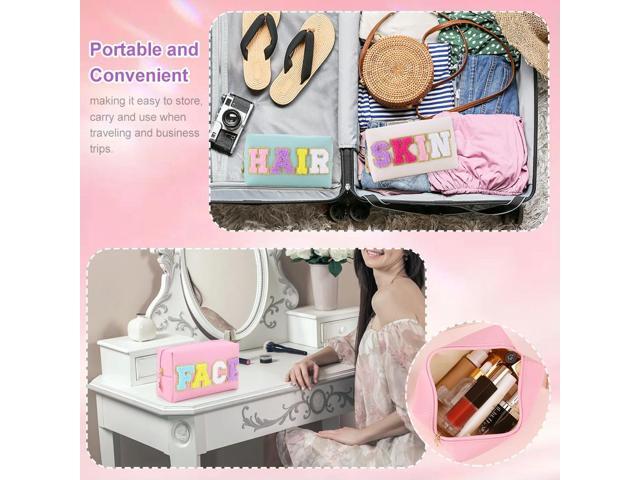 Click here for 3PCS Makeup Organizer Bag Set with Patches Chenill... prices