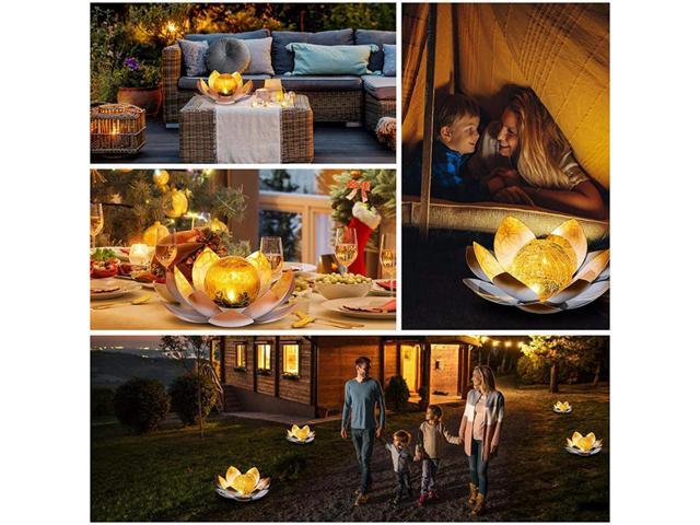 Click here for LED Solar Lamp Cracked Glass Ball Lotus Lights Sta... prices