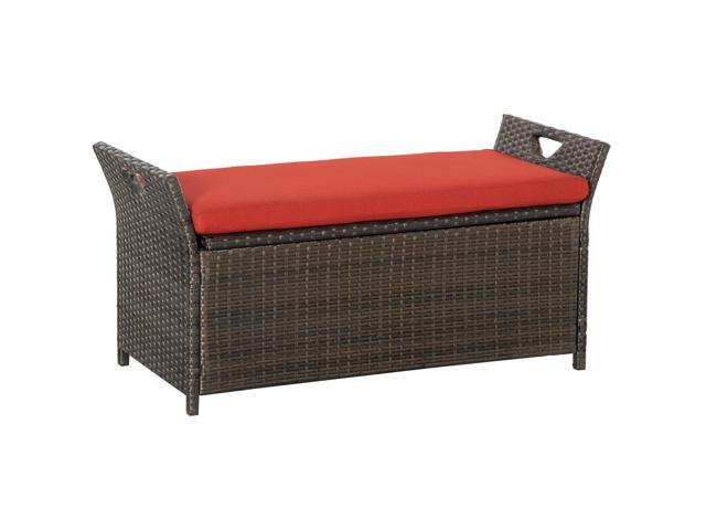 Click here for 27 Gallon Patio Wicker Storage Bench  Outdoor PE R... prices