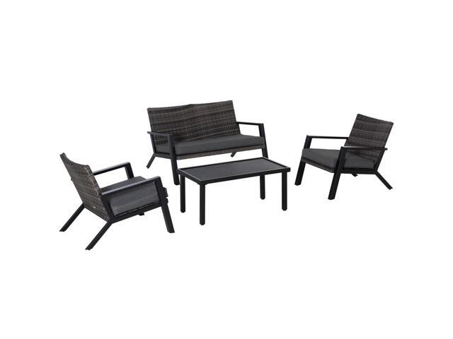 Click here for 4 Piece Patio Furniture Set  2 PE Wicker Chairs  L... prices