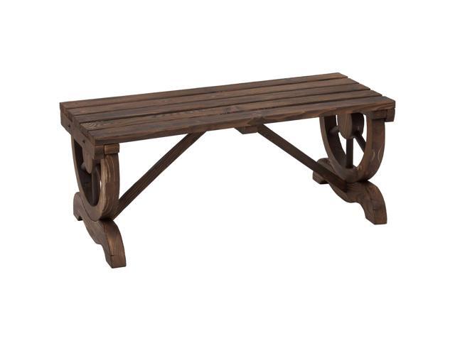 Click here for 2-Person Wooden Garden Bench  Outdoor Wagon Wheel... prices