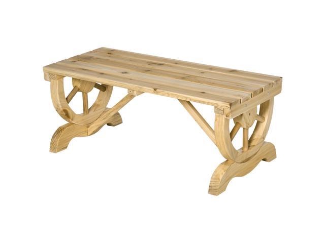 Click here for 2-Person Wooden Garden Bench  Outdoor Wagon Wheel... prices