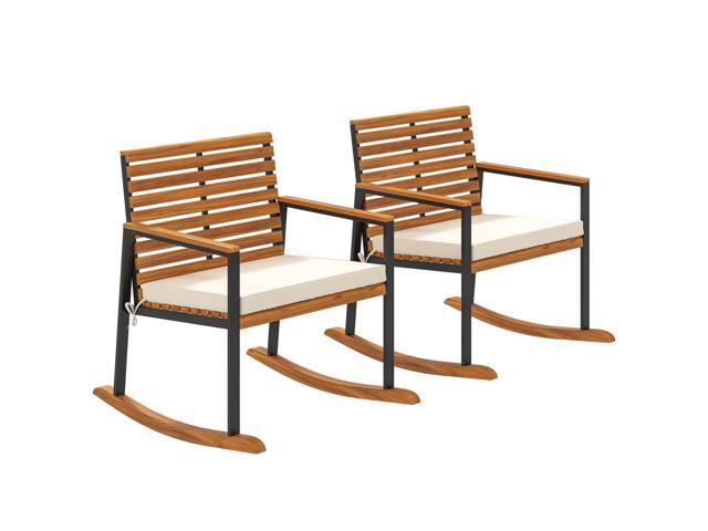 Click here for Outdoor Rocking Chair Set of 2  Acacia Wood Outdoo... prices