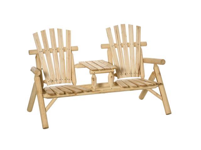 Click here for 2-Seat Wooden Adirondack Chair  Patio Bench with T... prices