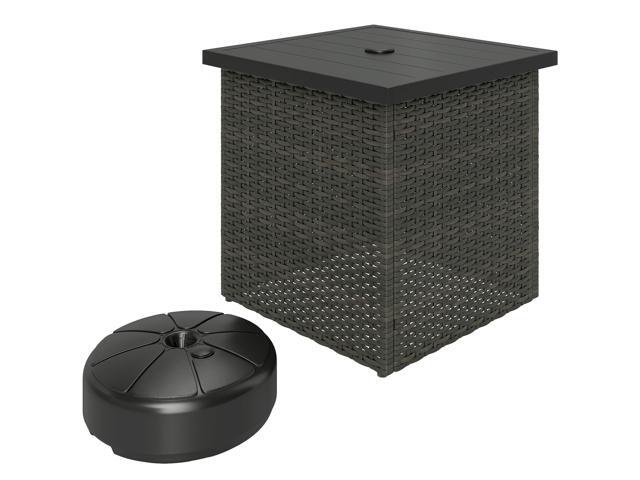 Click here for All Weather Wicker Side Table with 1.5 Umbrella Ho... prices