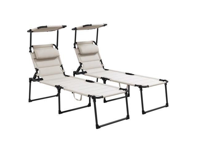Click here for 2 Pcs Outdoor Lounge Chair  Adjustable Backrest Fo... prices