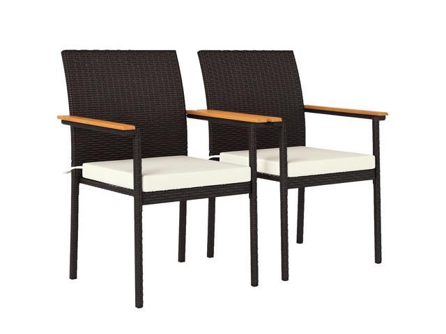 Click here for Patio Wicker Dining Chair Set of 2  PE Rattan Outd... prices