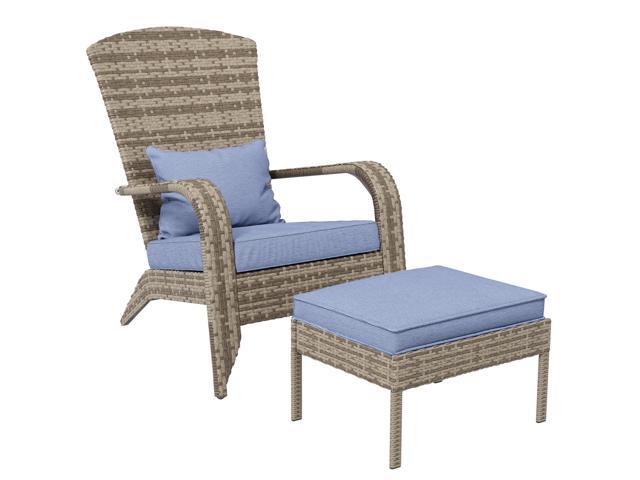 Click here for Patio Wicker Adirondack Chair with Ottoman  Outdoo... prices