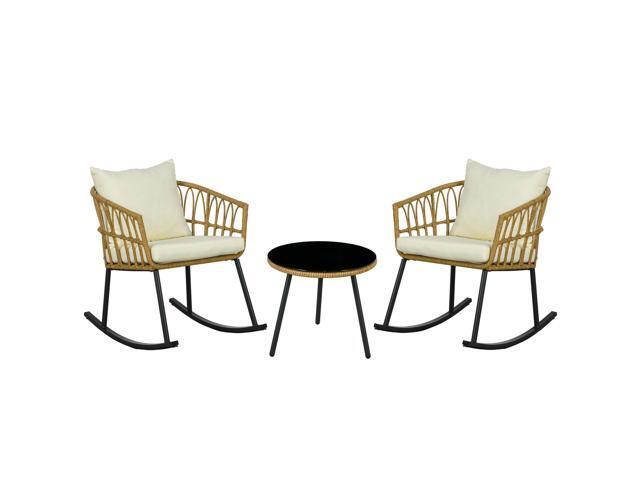 Click here for 3 Piece Bistro Set with Cushions  Outdoor PE Ratta... prices