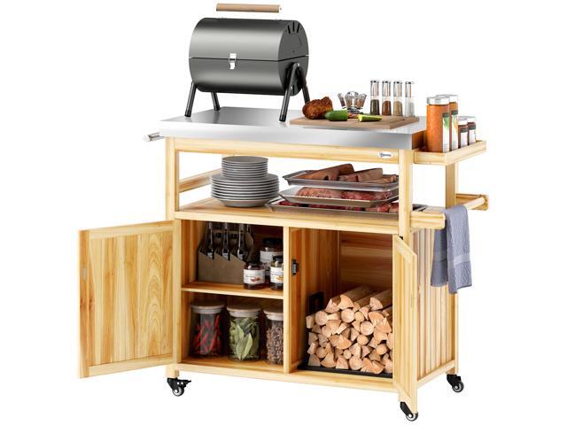 Click here for Outdoor Grill Cart w/ Wheels and Storage Cabinets... prices