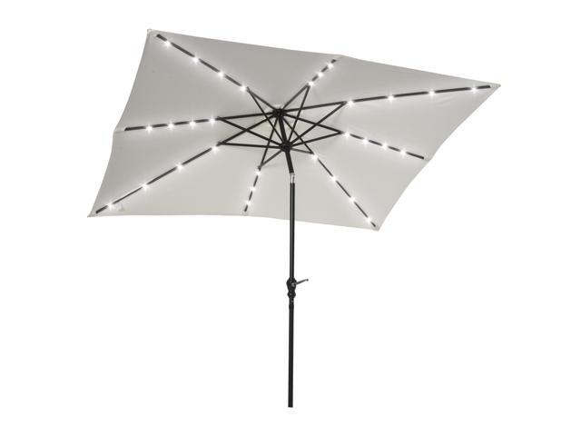 Click here for 9 x 7 Solar Umbrella  LED Lighted Patio Umbrella f... prices