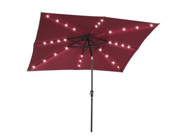 Click here for 9 x 7 Solar Umbrella  LED Lighted Patio Umbrella f... prices