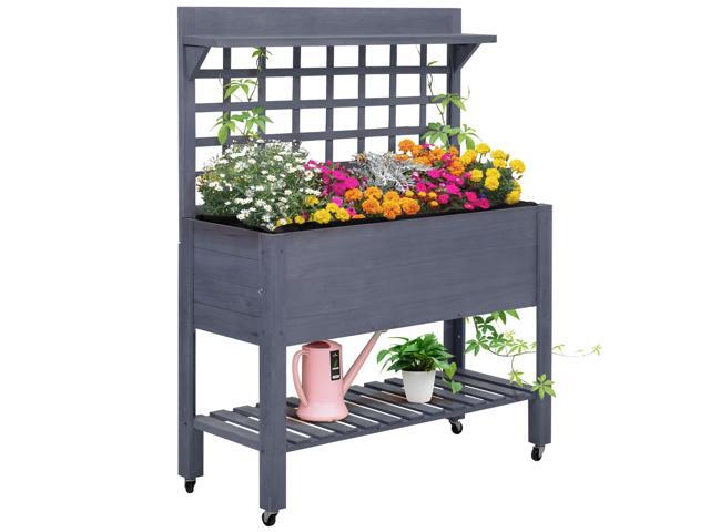 Click here for 41 Raised Garden Bed with Trellis on Wheels  Woode... prices