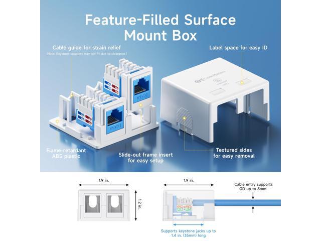 Click here for 10-Pack 2-Port Keystone Jack Surface Mount Box in... prices