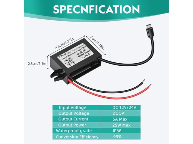 Click here for 12V/24V to 5V USB C Step Down Converter Type-C Int... prices