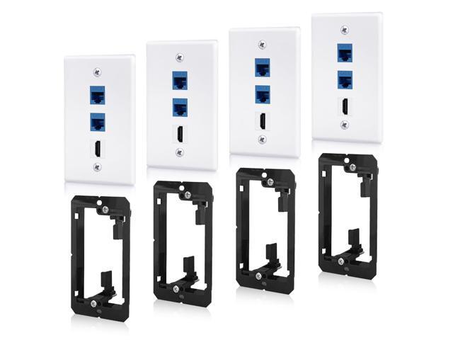 Click here for 4 Pack HDMI Ethernet Wall Plate  2-Port Cat6 Keyst... prices