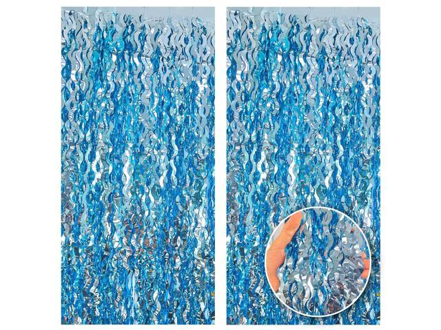 Click here for 6 Pack Blue Wavy Foil Fringe Curtain  Streamers Wa... prices