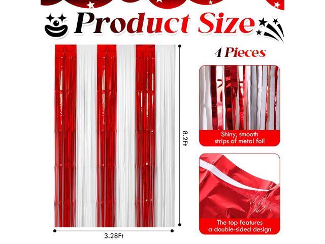 Click here for 4 Pack Red White Tinsel Foil Fringe Curtains 3.28×... prices