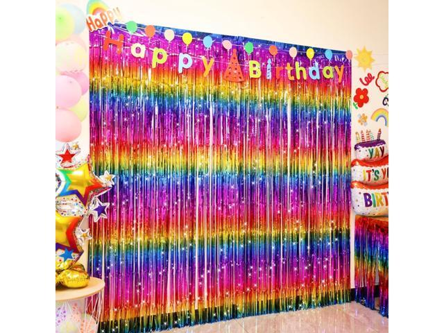 Click here for Rainbow Foil Fringe Curtain Metallic Streamers Tin... prices