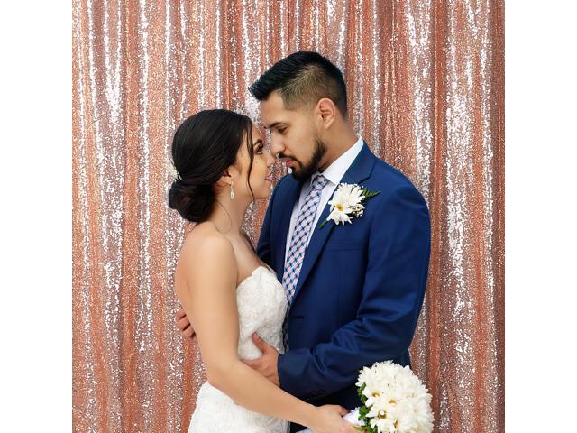 Click here for Sequin Backdrop Curtains - 2 Panels 2x8ft Rose Gol... prices