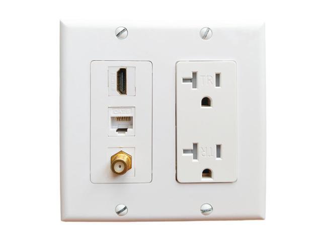 Click here for 20Amp Power Outlet with Ethernet Coax HDMI Wall Pl... prices