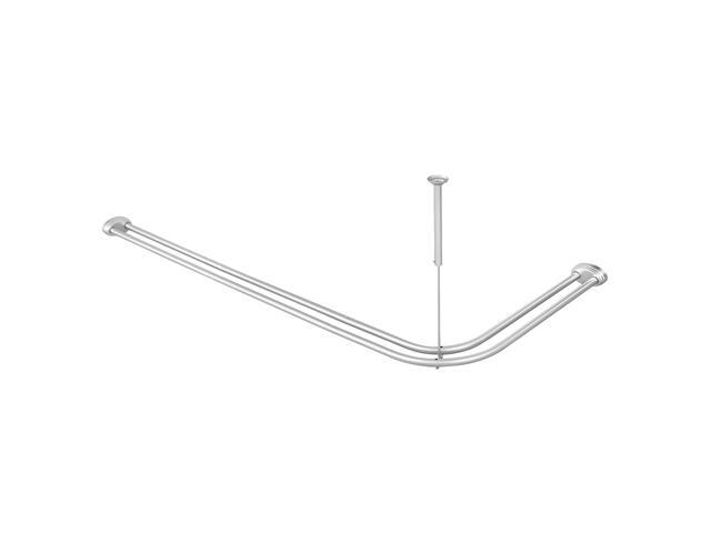 Utopia Alley Rustproof Aluminum Double L Shaped Shower Curtain Rod 72 L x 31.7 W  with 24 Shower Hooks included & Ceiling Support Wall...