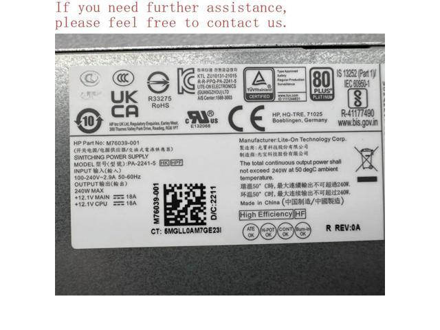 Click here for For Pro 400 G9R SFF M76039-001 PA-2241-5 240W Smal... prices