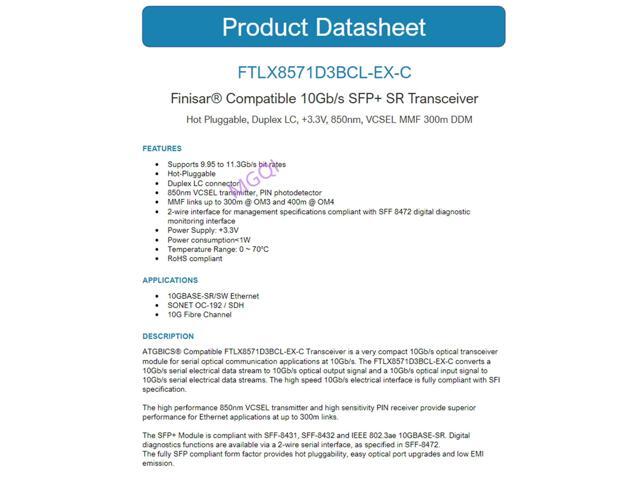 Click here for 1PCS Finisar SFP SR 10G /FTLX8571D3BCL-EM/850nm 10... prices