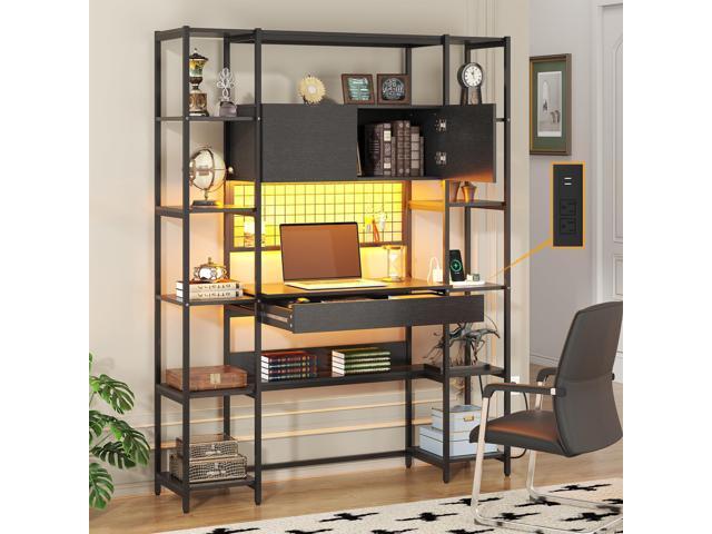 Click here for 5 Tiers Black Bookshelf with Home Office Desk and... prices