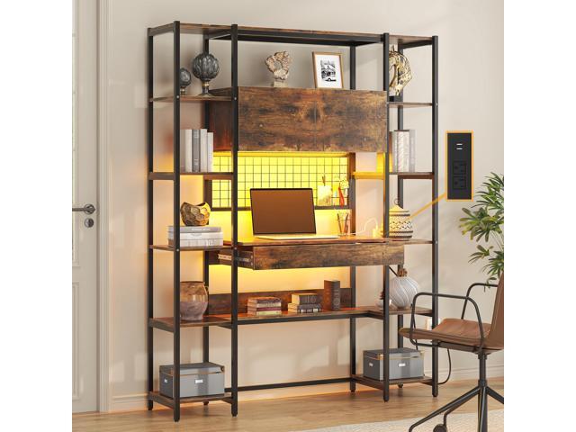 Click here for 5 Tiers Rustic Bookshelf with Home Office Desk and... prices