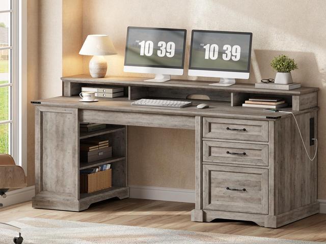 Click here for 55 Farmhouse Executive Desk with Drawers  Home Off... prices