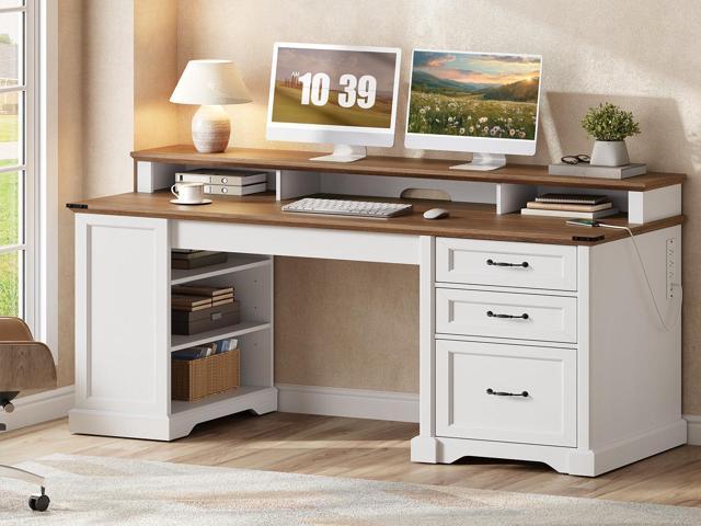 Click here for 55 Farmhouse Executive Desk with Drawers  Computer... prices