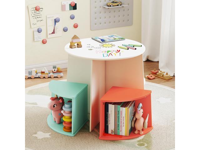 Click here for Kids Table and 4 Chairs Set with Storage  Round Wo... prices