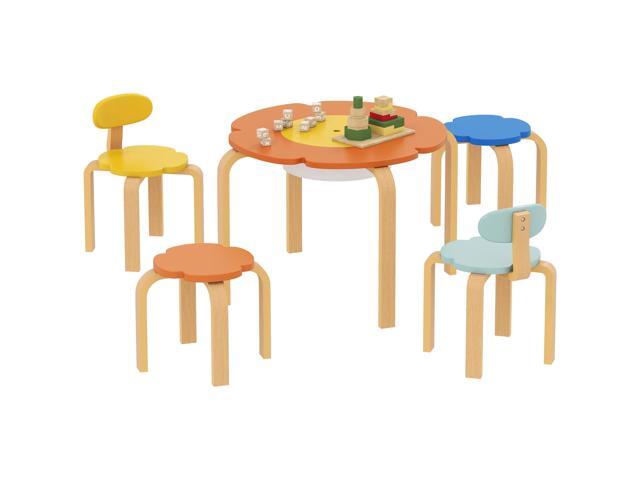 Click here for Qaba Kids Table and 4 Chairs Set  5 Piece Wooden T... prices