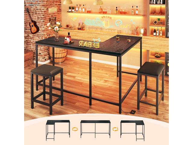 Click here for L Shaped Bar Table with Stools  63 Bar Height Tabl... prices