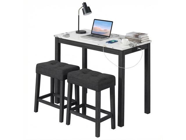 Click here for COSTWAY 3-Piece Bar Table Set with Charging Statio... prices