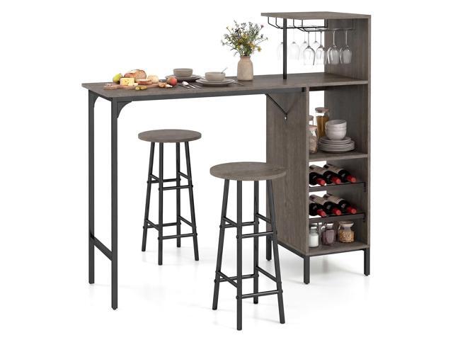 Click here for COSTWAY 3 Pieces Bar Table and Chair Set  Industri... prices