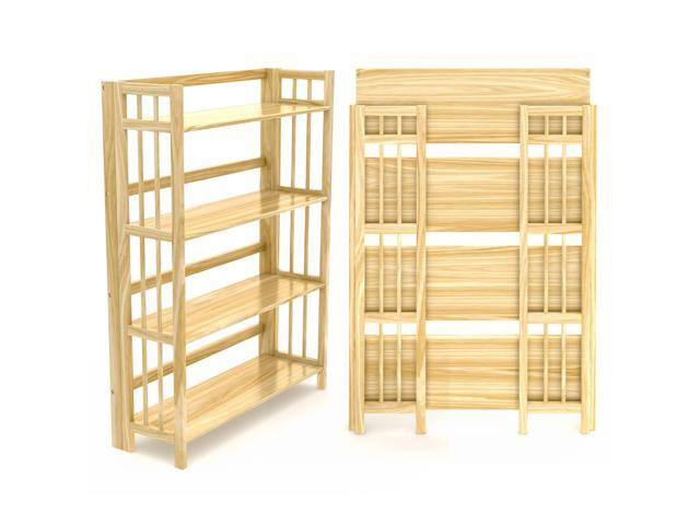 Click here for STONY EDGE 4-Tier Folding Bookshelf Natural Wood F... prices