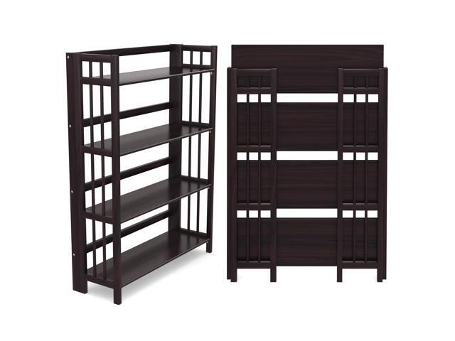 Click here for STONY EDGE 4-Tier Folding Bookshelf Espresso Wood... prices
